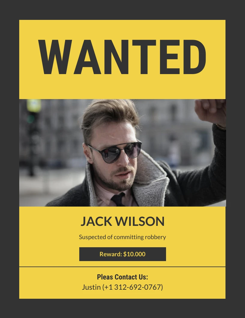 Black And Yellow Square Wanted Poster - Venngage