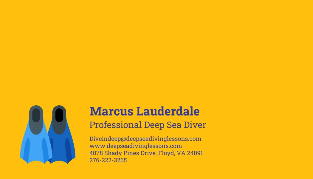 Bright Orange Diving Coach Business Card - Venngage