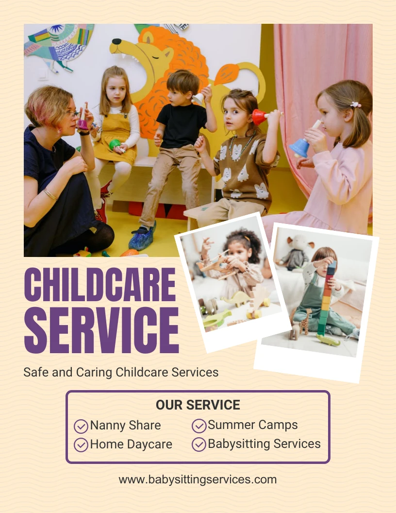 Simple Childcare Service Flyer Template - Venngage