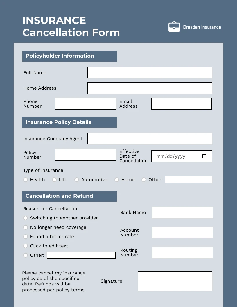 Simple Blue Insurance Forms - Venngage