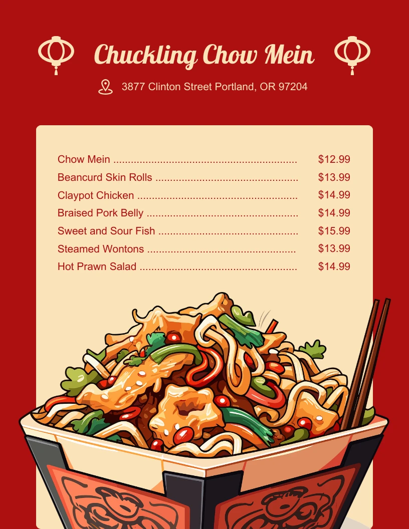 Red And Yellow Classic Illustration Food Truck Menu - Venngage