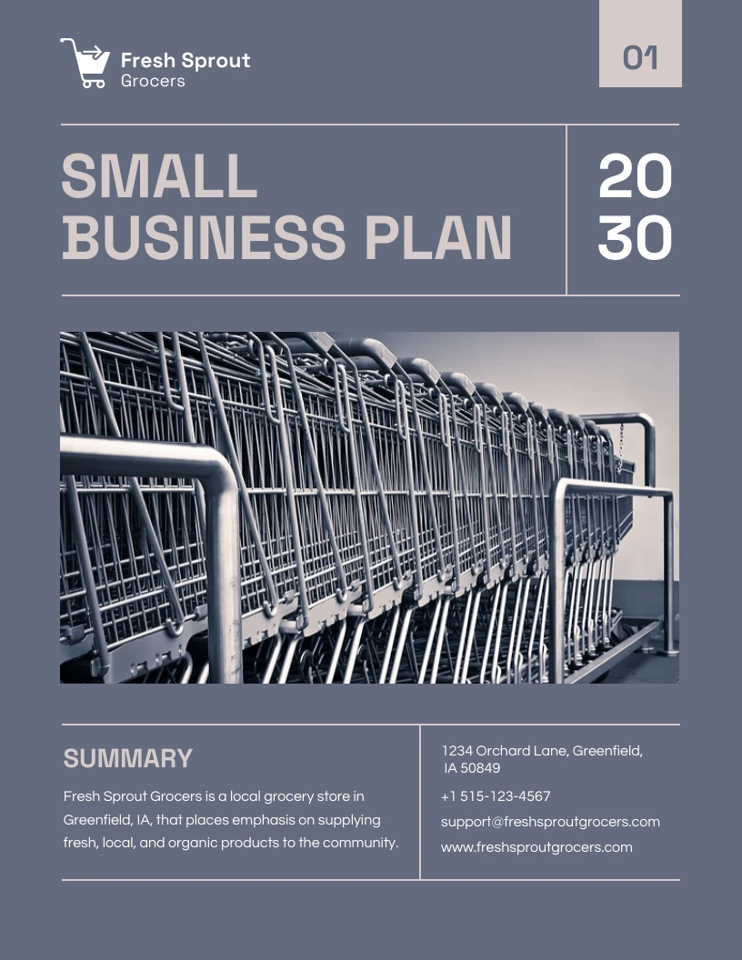 Dark Blue Beige Small Business Plan Template - Venngage