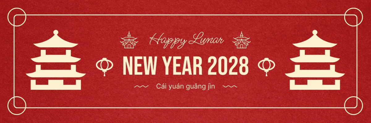 Red And Light Yellow Classic Illustration Lunar New Year Banner - Venngage
