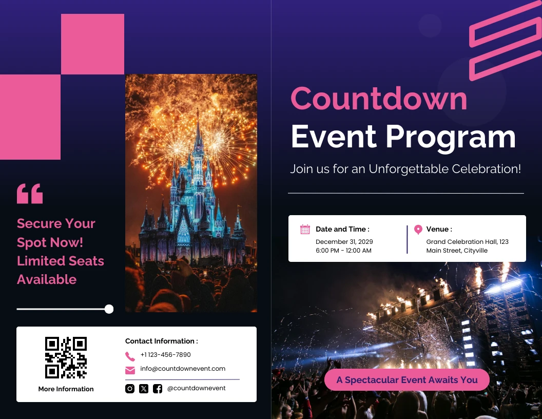 Brochure piegata a metà del programma dell'evento per il conto alla ...