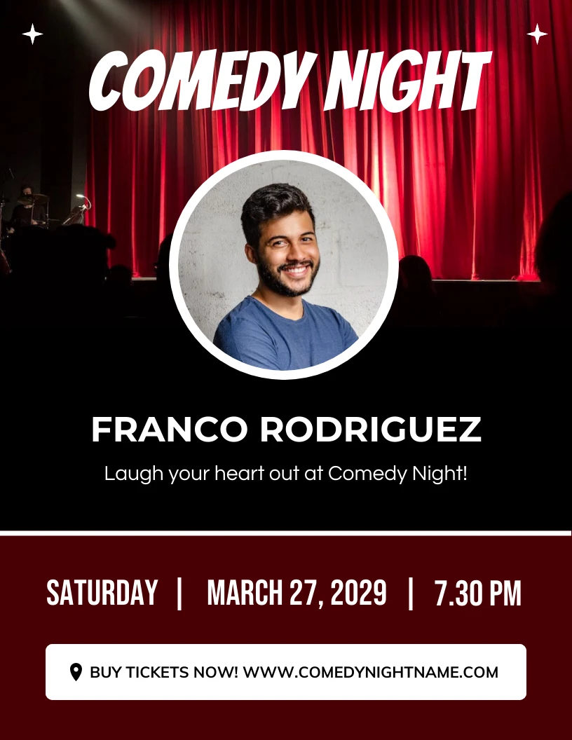 Free Comedy Night Flyer Template - Venngage