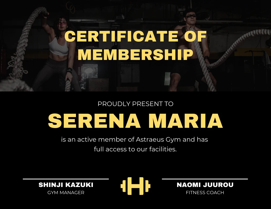 Gym Membership Certificate Template - Venngage