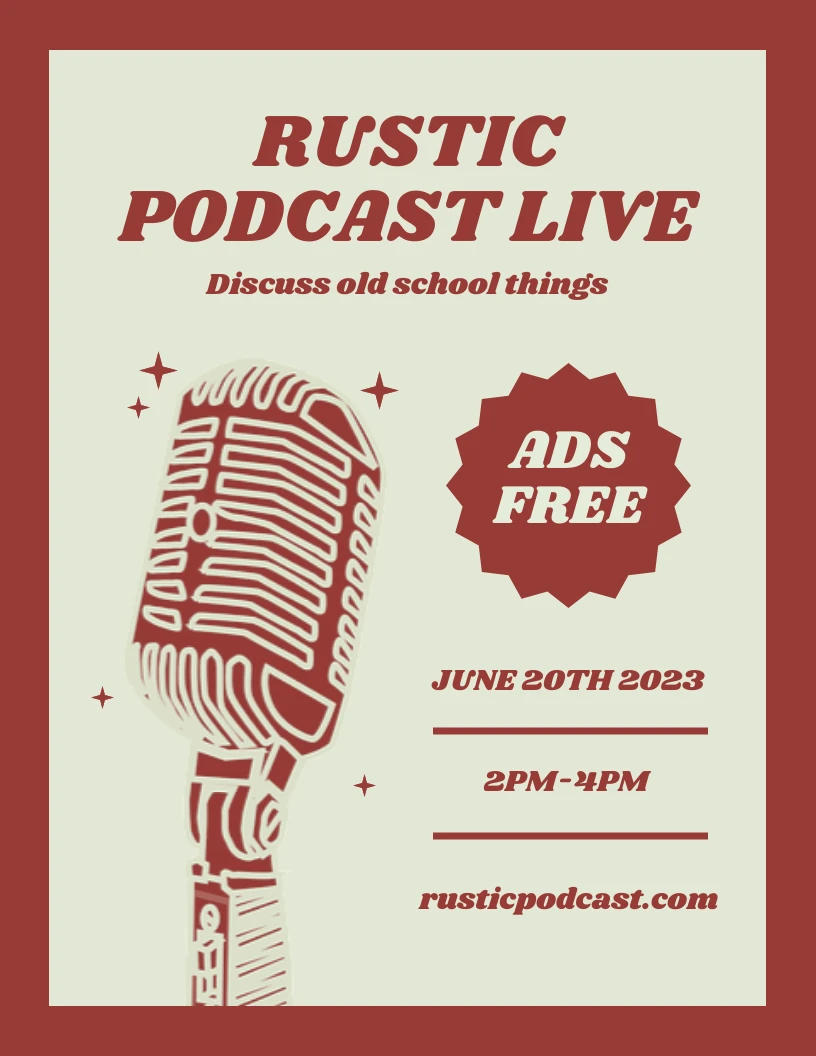 Retro Podcast Live Flyer Template - Venngage