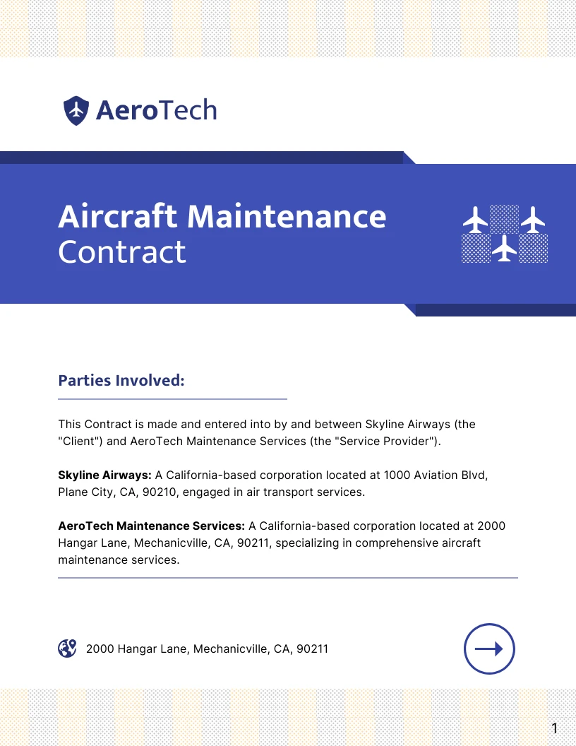 Aircraft Maintenance Contract Template - Venngage