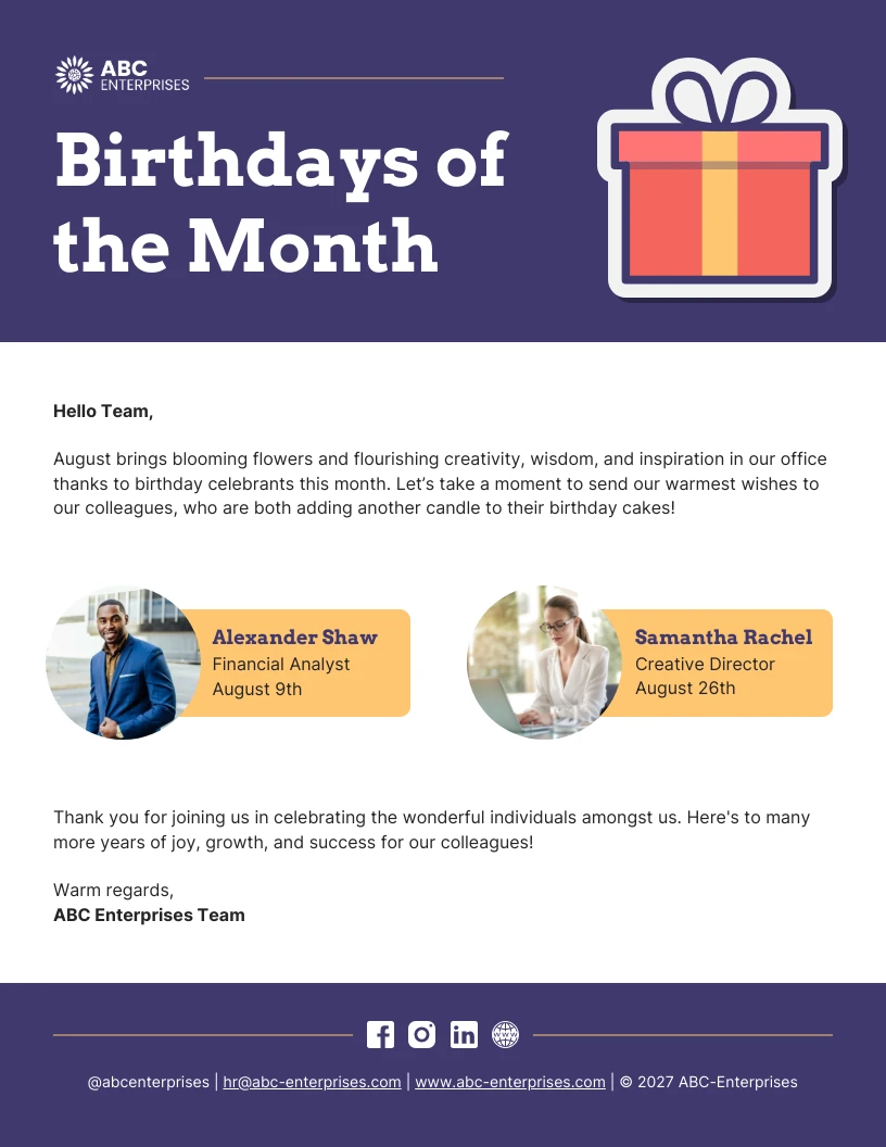 Birthday Email Newsletter Template - Venngage