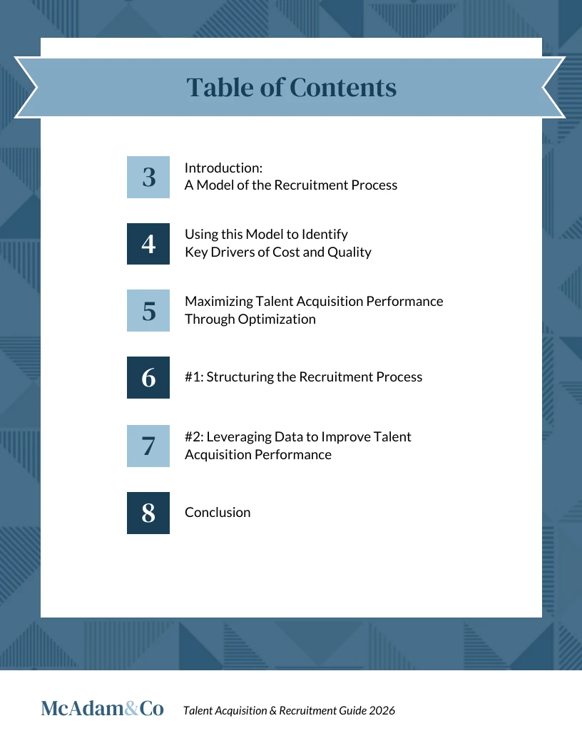 HR Talent Acquisition Plan Table of Contents Template - Venngage