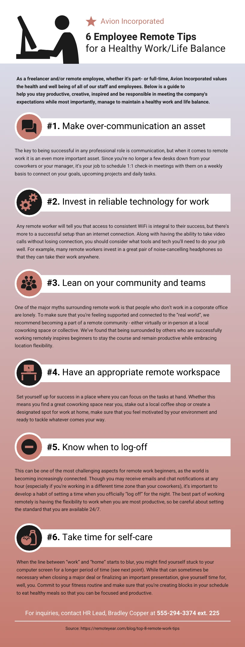 Remote Work Tips List Infographic Template - Venngage
