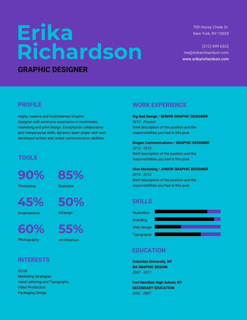 Colorful Bold Sample Resume Template - Venngage
