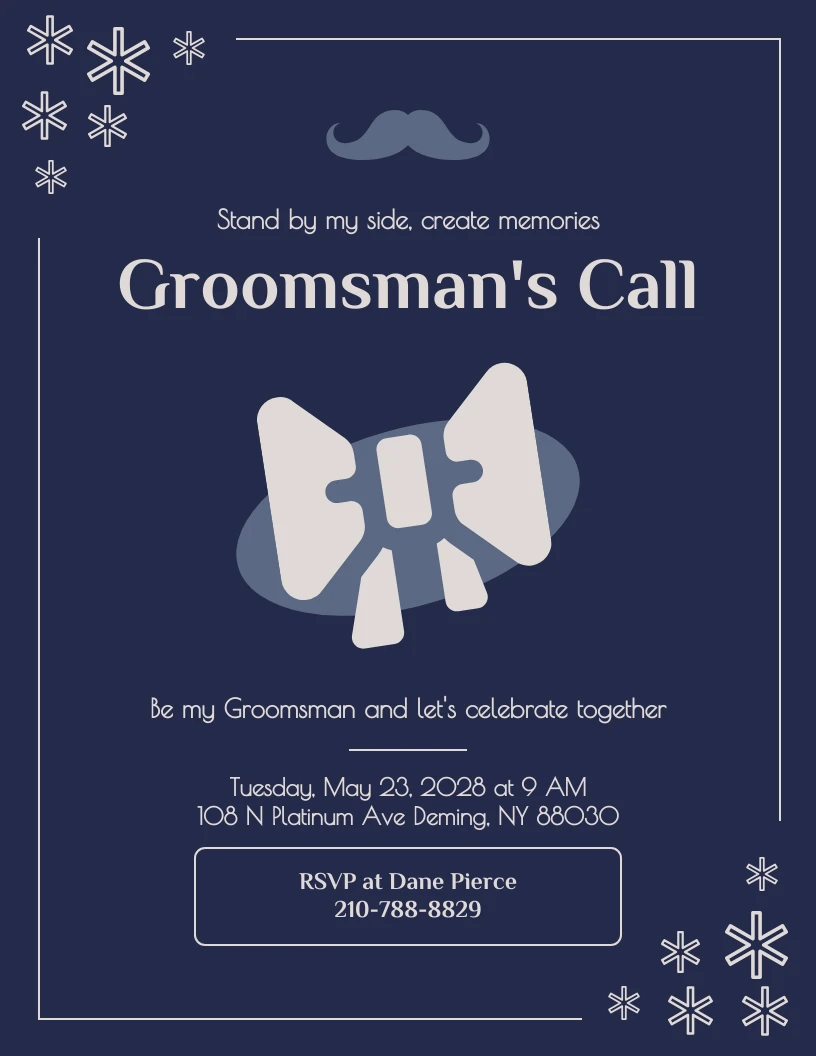 Navy And Grey Groomsman Invitation - Venngage