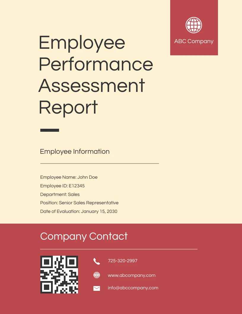 Employee Performance Assessment Report Template - Venngage