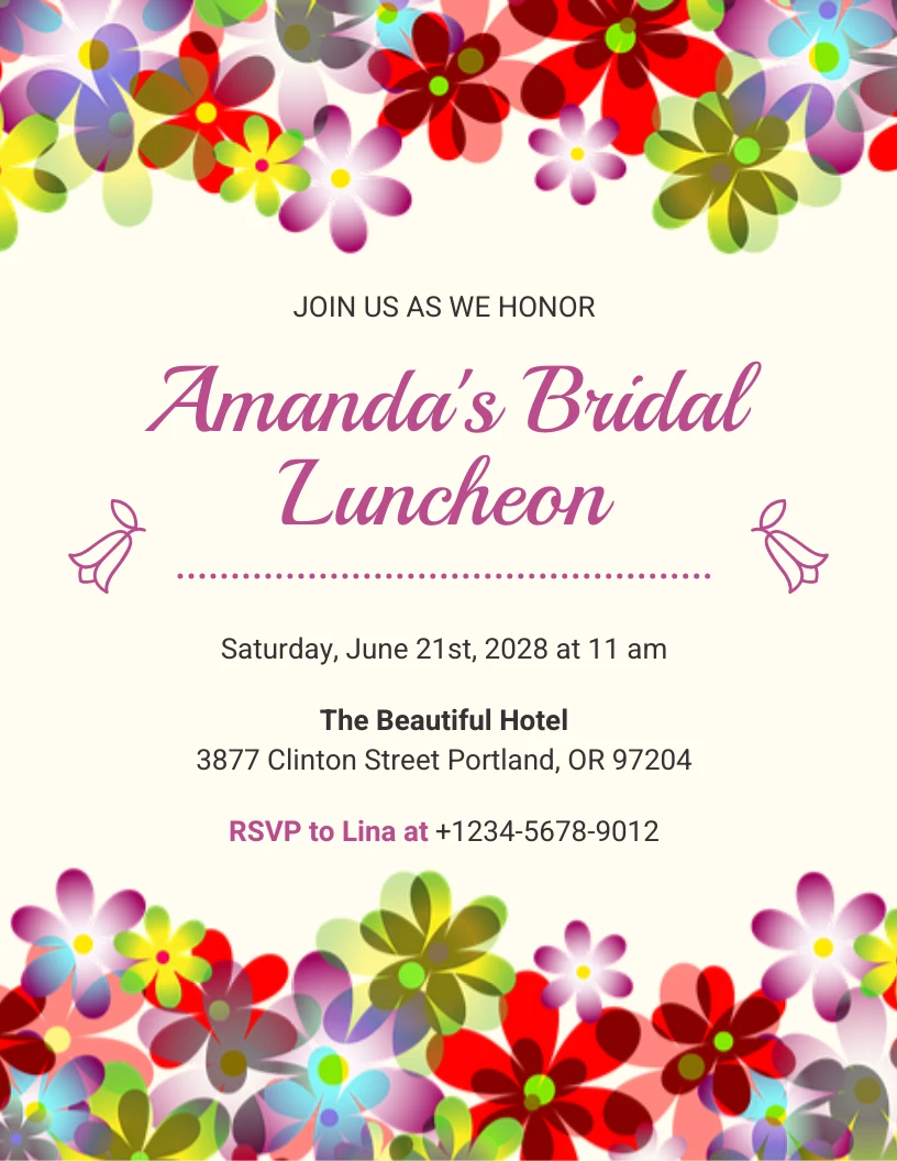 Beige Simple Floral Bridal Luncheon Invitation - Venngage