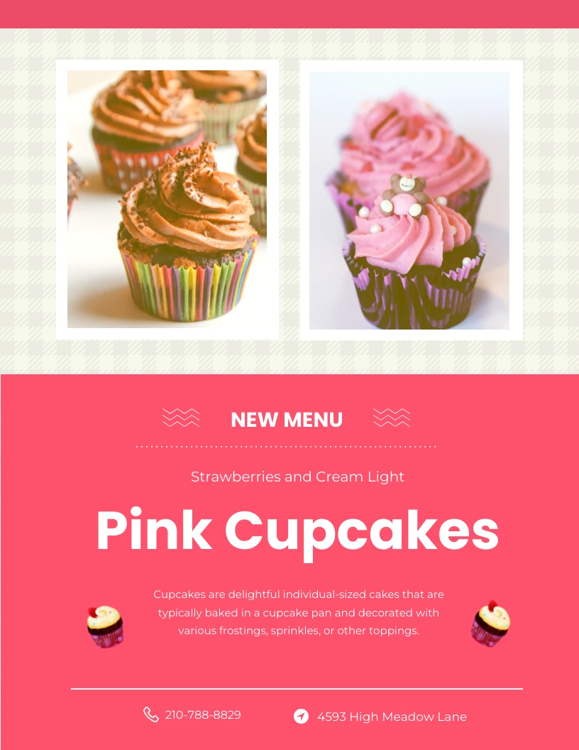 Pink Cupcake Brochure Flyer Template - Venngage