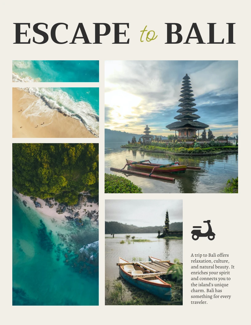 Beige Minimalist Bali Travel Collages - Venngage