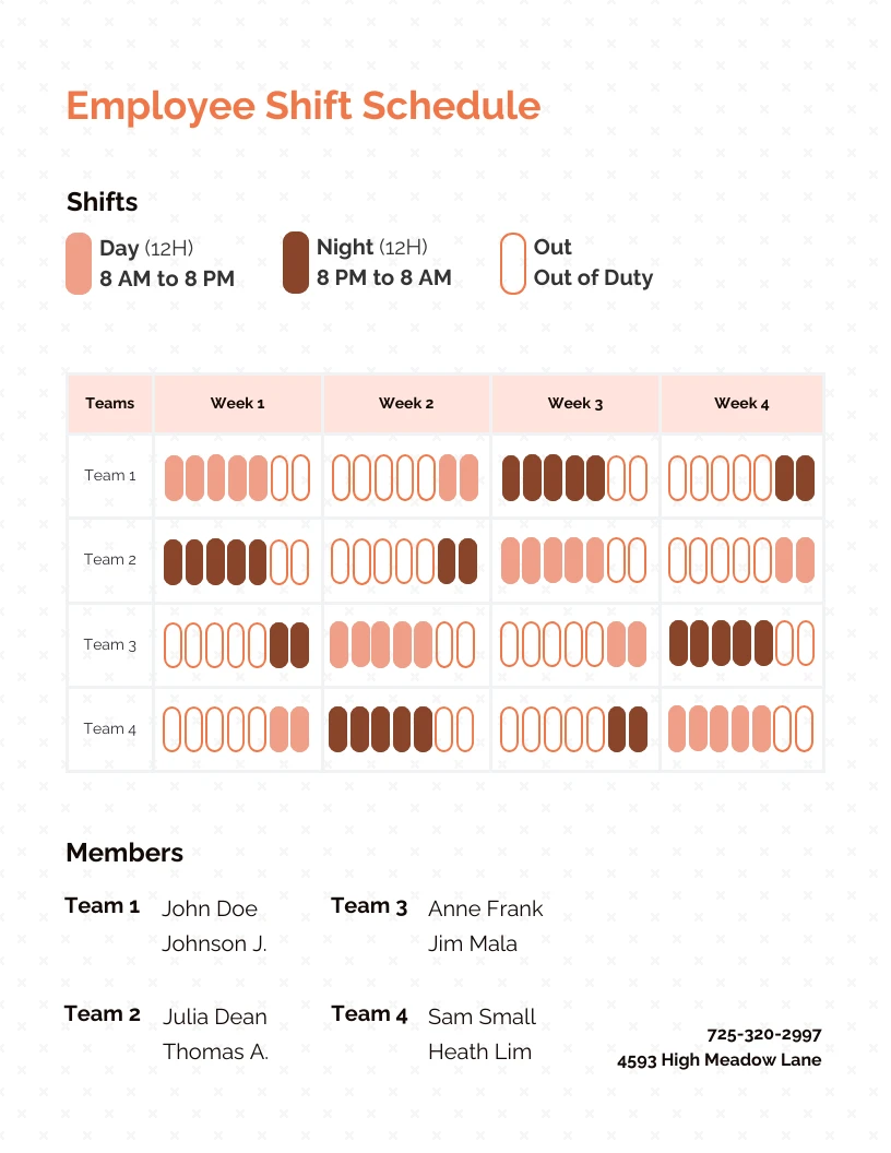 Orange and White Simple Employee Shift Schedule Template - Venngage