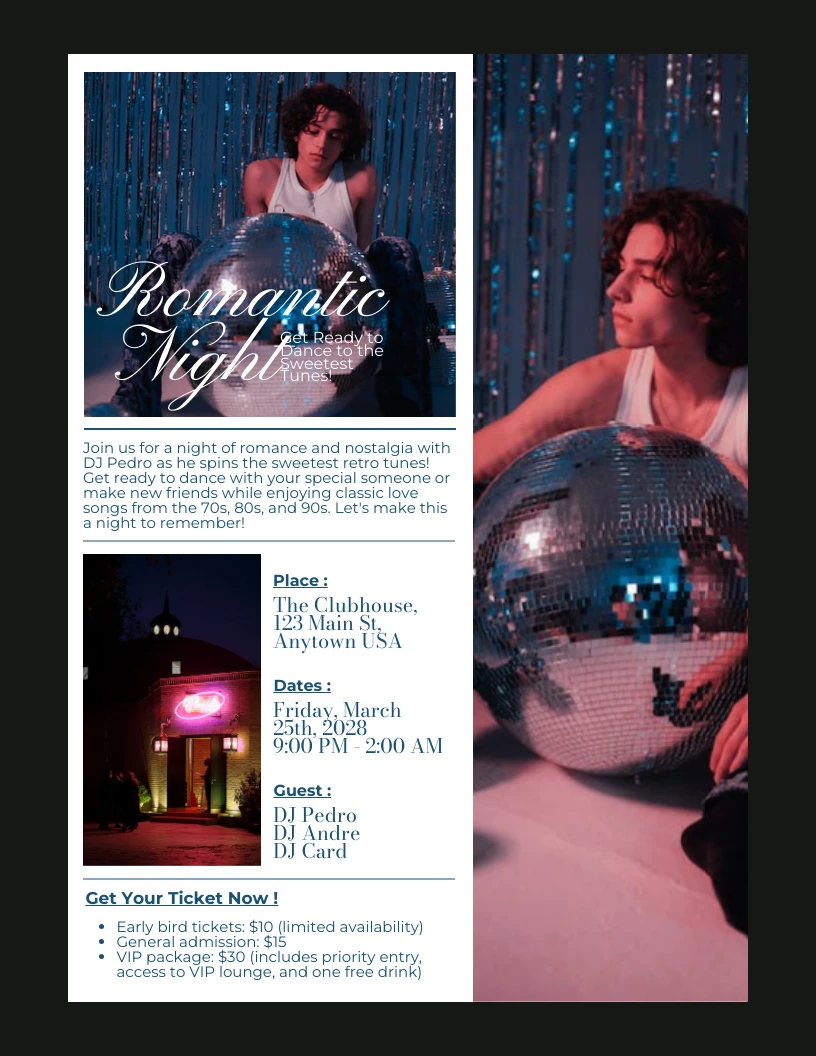 Black Romantic DJ Night Poster Template - Venngage