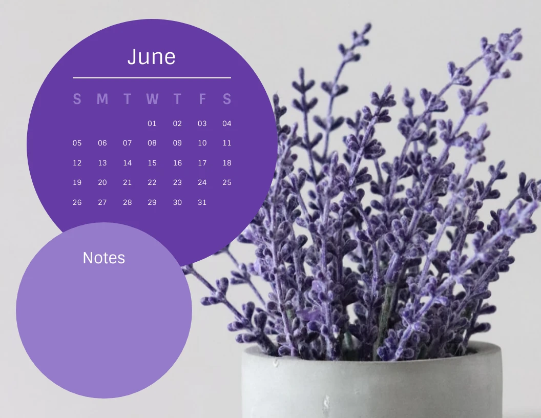Purple Lavender Calendar - Venngage