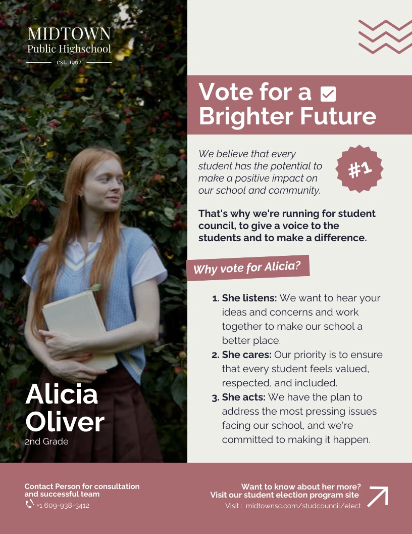 Soft Marsala Student Council Election Poster Venngage