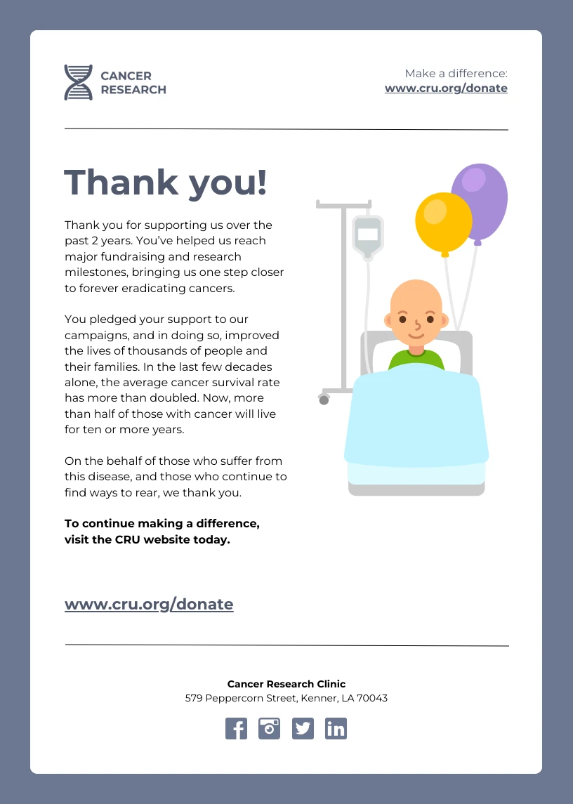 Nonprofit Cancer Research Email Newsletter Template - Venngage