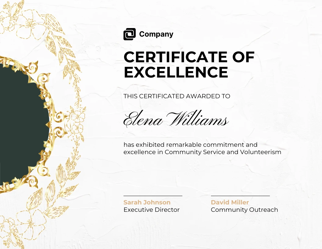 Community Service Award Template