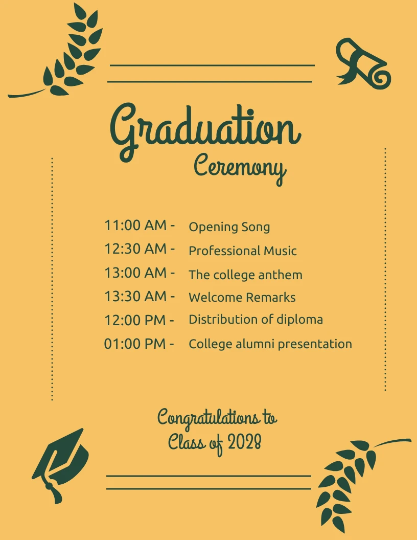 Yellow and Green Graduation Ceremony - Venngage