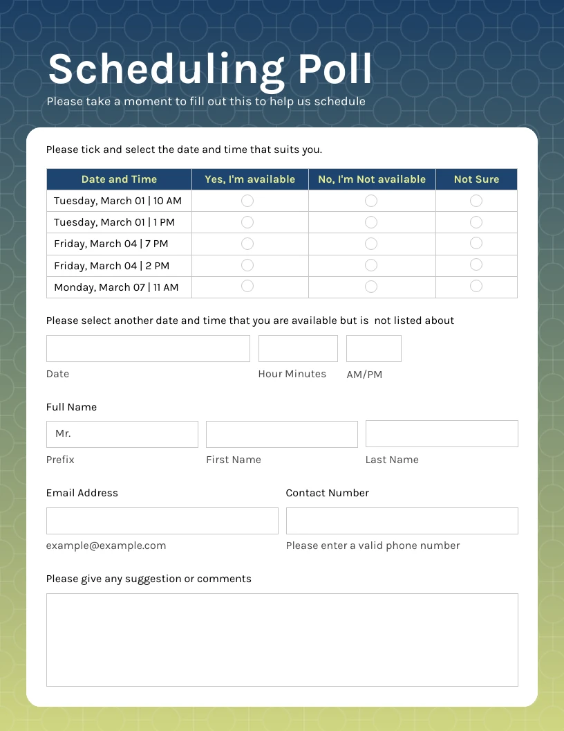 Simple Voting Form Template - Venngage