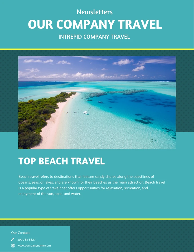 Company Travel Beach Business Newsletters Template - Venngage