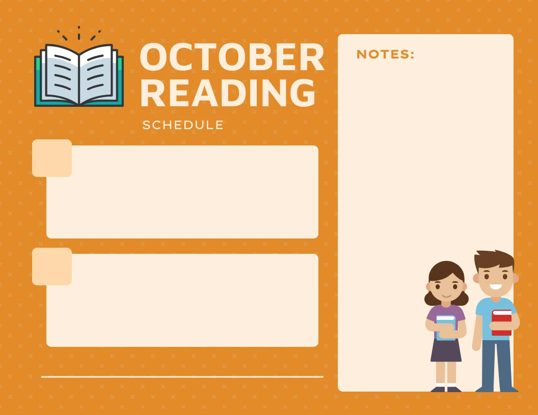 Orange Simple Illustration October Reading Schedule Template - Venngage