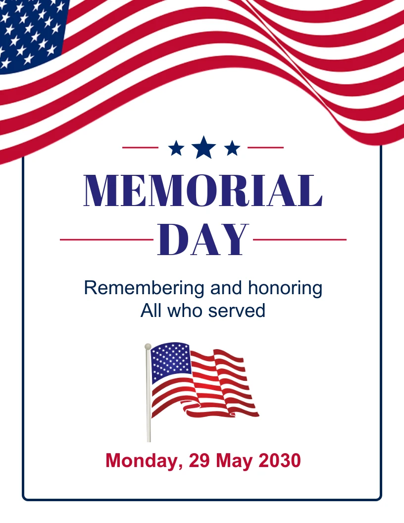 US Flag Memorial Day Flyer Template - Venngage