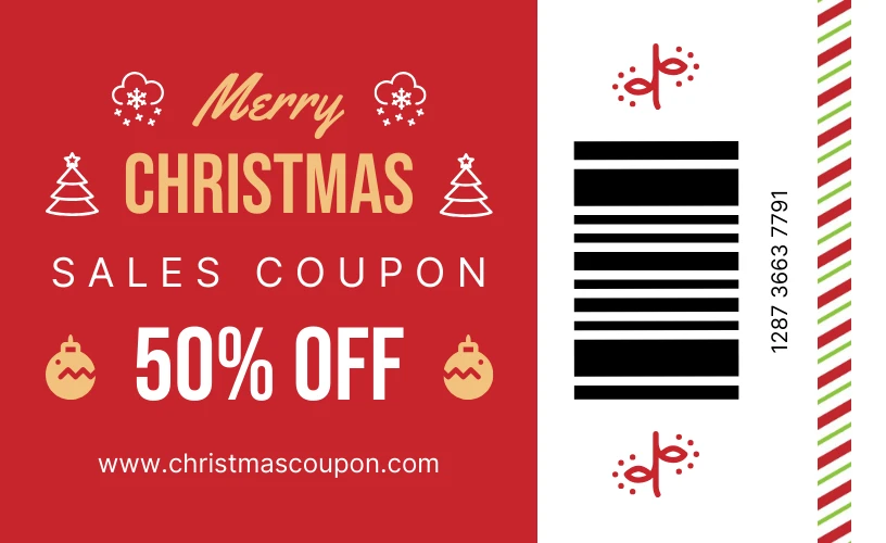 Red And White Modern Playful Merry Christmas Sale Coupons - Venngage