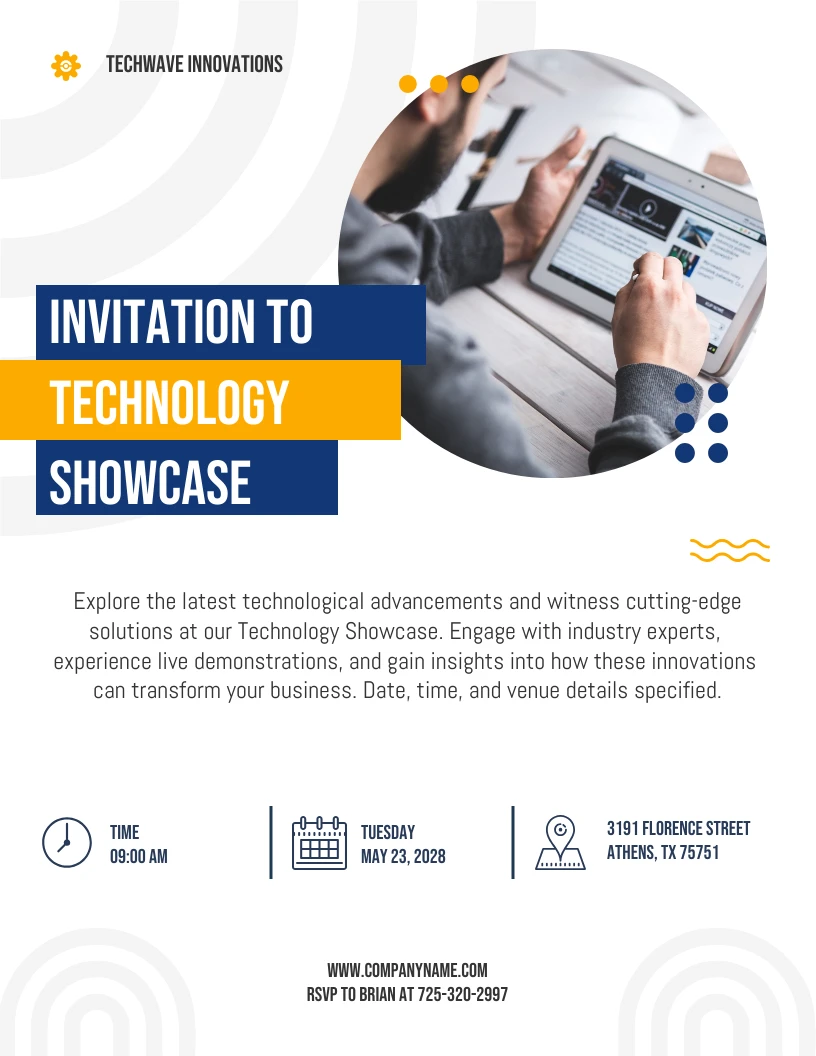 White Navy And Yellow Modern Professional Technology Company Event ...