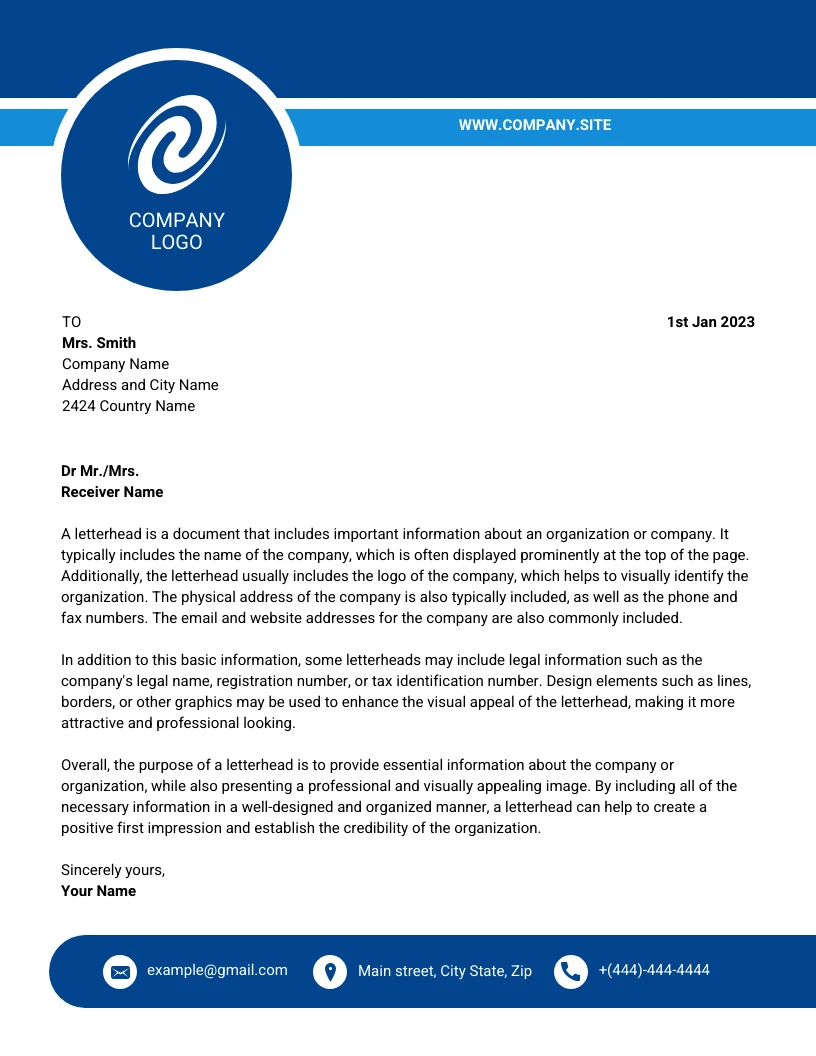 White And Blue Simple Graphic Design Letterhead Template - Venngage