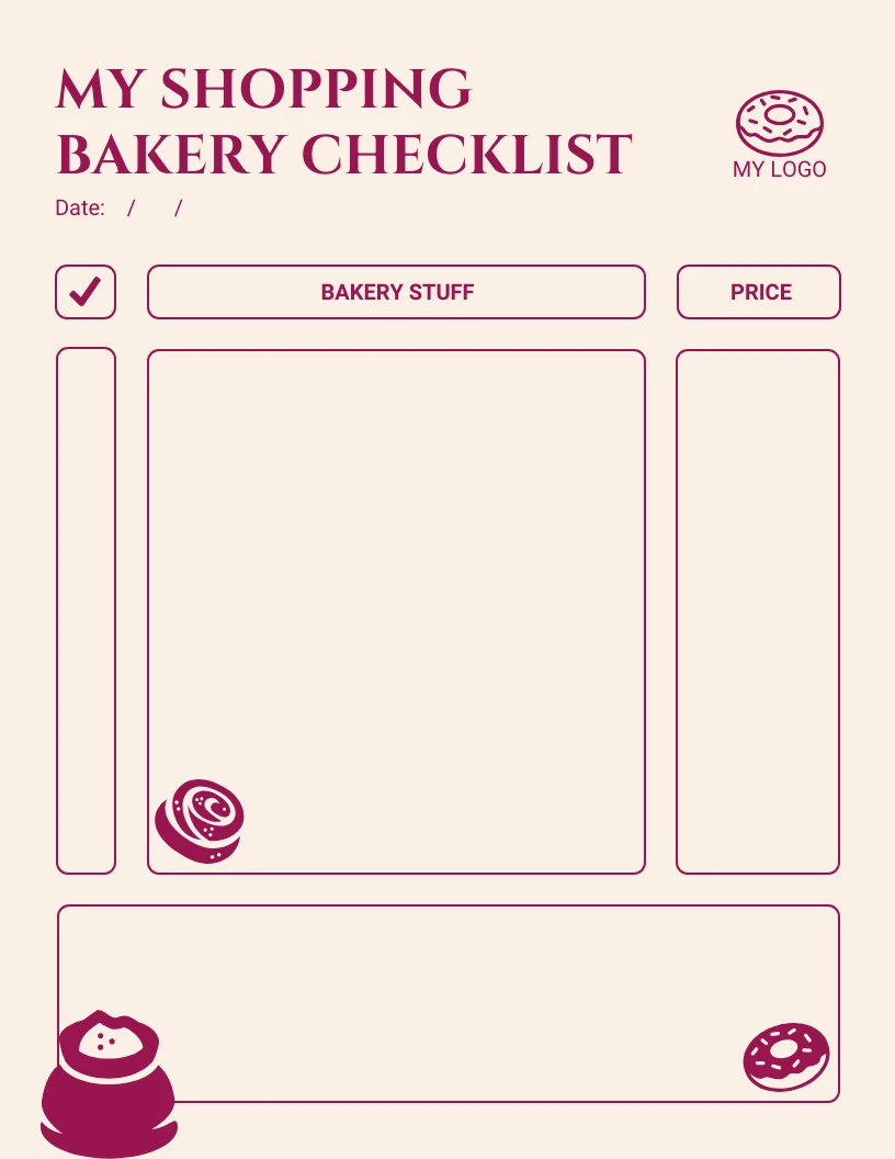 Clean Bakery Shopping Checklist Template - Venngage
