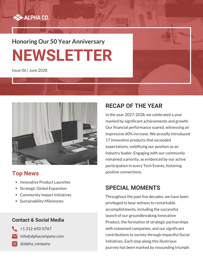 Honoring Our 50 Year Anniversary Newsletter Template - Venngage