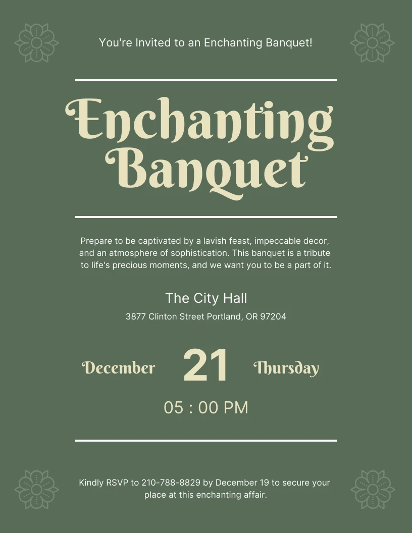 Simple Green Banquet Invitation - Venngage