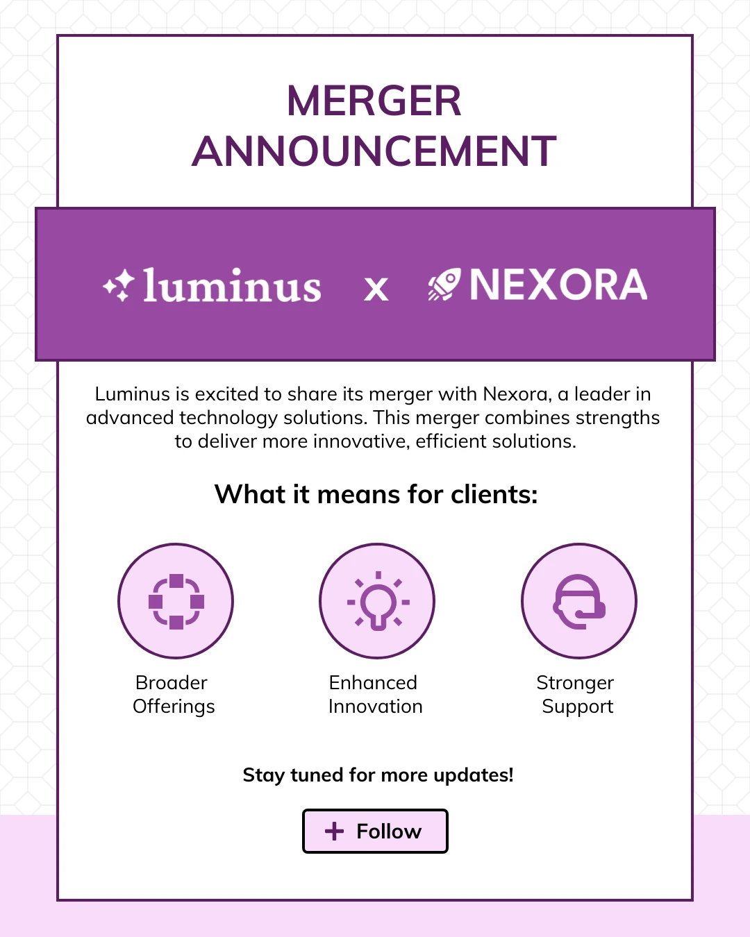 Merger Announcement LinkedIn Social Media Template - Venngage