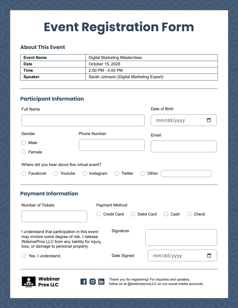 Event Registration Form Template