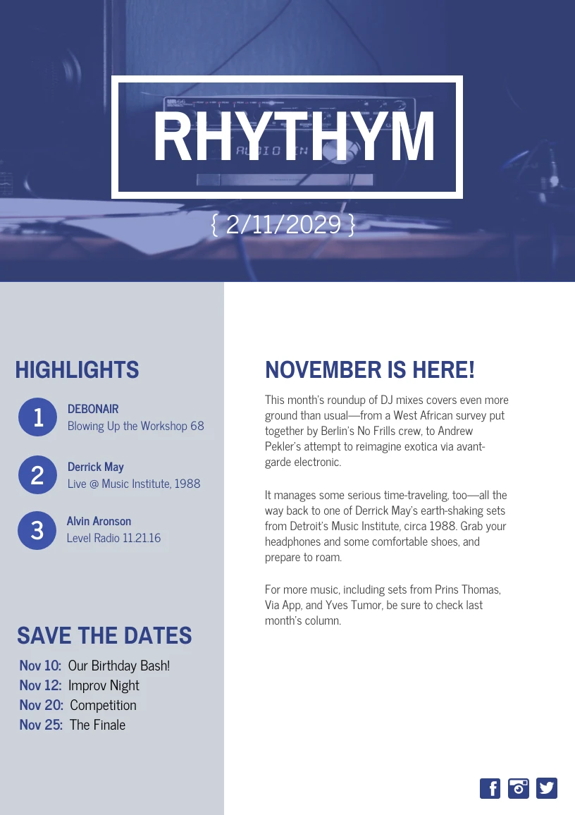 Music Monthly Newsletter Example Template - Venngage