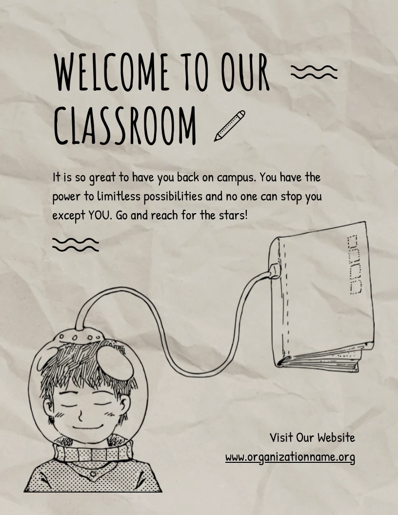 Beige Classic Texture Illustration Classroom Welcome Poster - Venngage