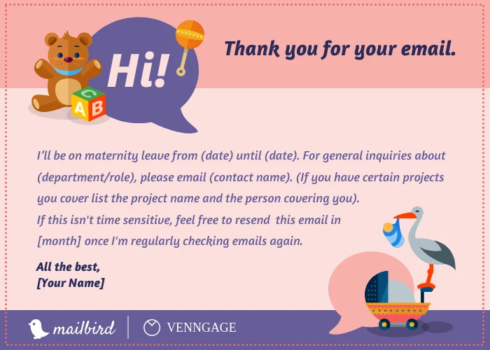 Maternity Leave Email Design - Venngage