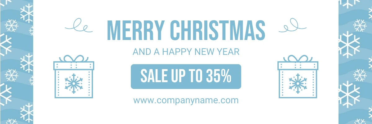 Blue And White Elegant Aesthetic Modern Christmas Banner - Venngage