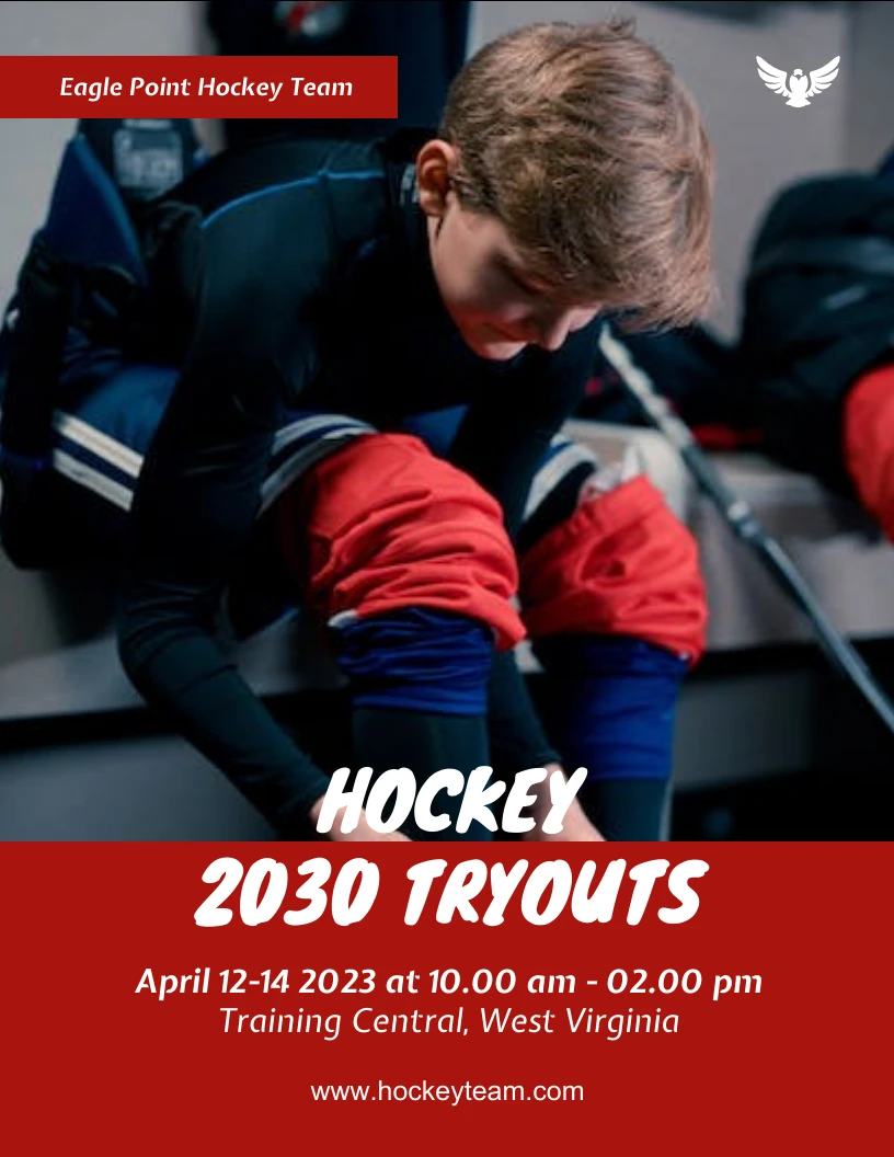 Hockey Tryouts Flyer Template - Venngage