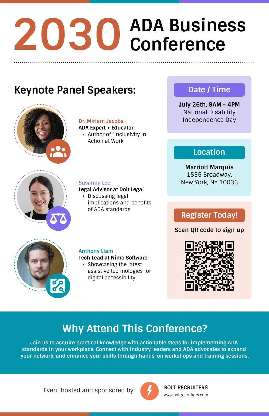 ADA Americans with Disabilities Act Conference Poster - Venngage