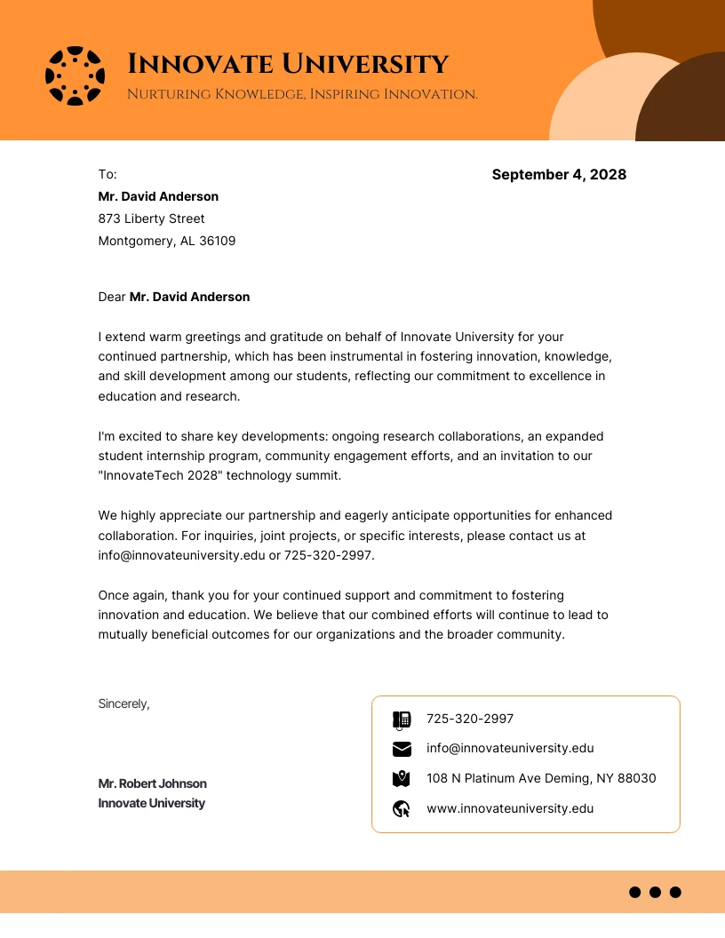 Simple Orange and Brown University Letterhead - Venngage