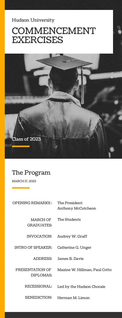 Simple Commencement Exercise Event Program Template - Venngage
