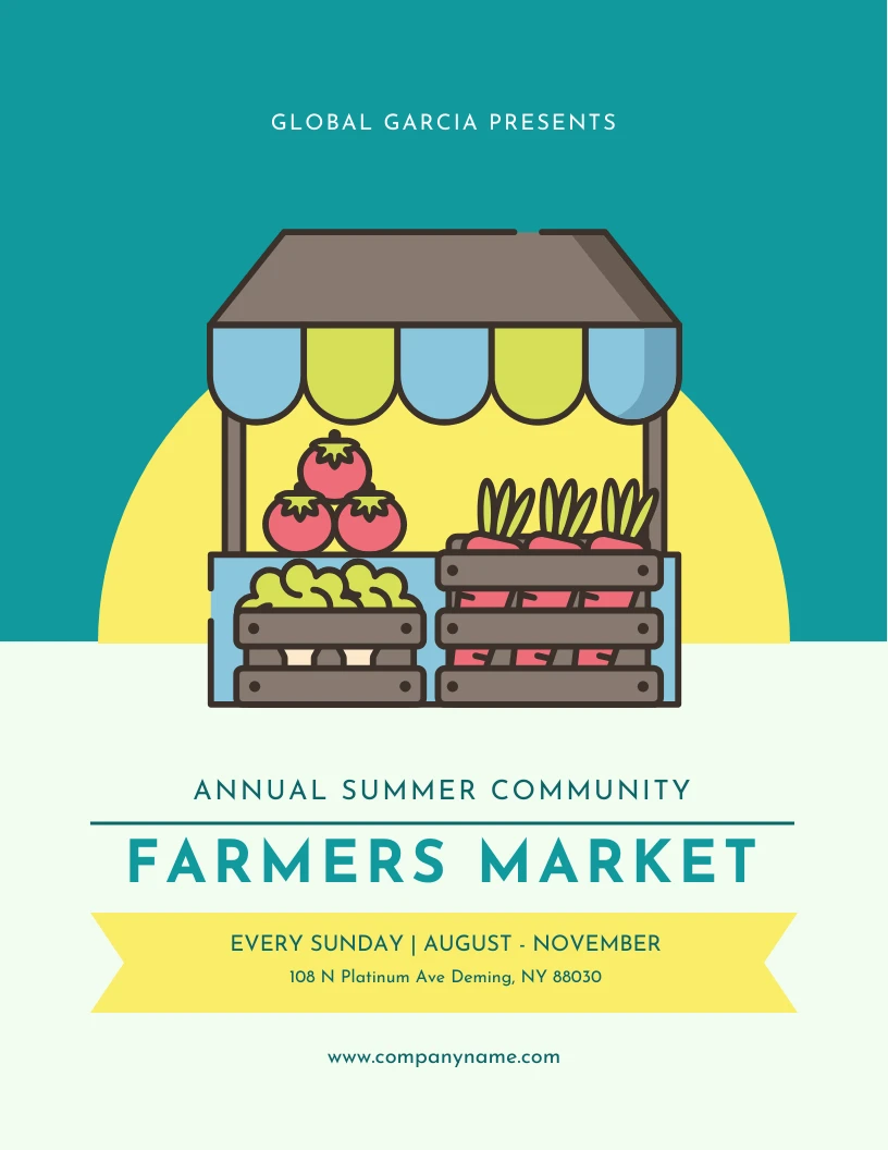 Green And Light Green Simple Illustration Farmers Market Poster - Venngage