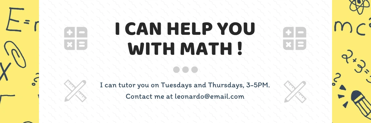 White And Yellow Modern Playful Math Banner - Venngage